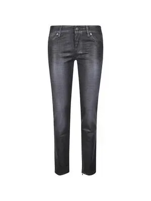 7 For All Mankind Houndstooth-print Skinny Jeans - Grey