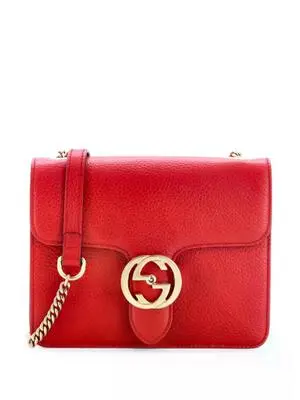 Gucci Interlocking Leather Small Shoulder Bag - Red