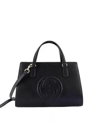 Gucci Soho Convertible Top Handle Leather Medium Satchel - Black
