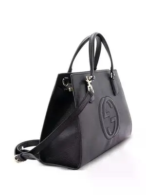 Gucci Soho Convertible Top Handle Leather Medium Satchel - Black