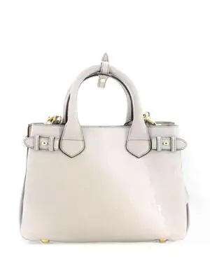 Burberry Banner Leather And House Check Canvas Small Tote Bag