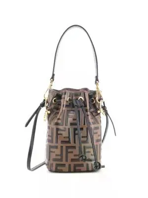 Fendi Mon Tresor Zucca Embossed Leather Mini Bucket Bag - Brown