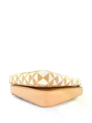 Prada Double Symbole Triangle Bag Leather And Jacquard Mini Shoulder Bag - Neutrals