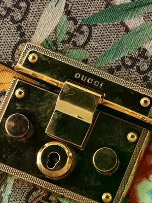 Gucci Padlock Saddle Tian Print Gg Coated Canvas Medium Shoulder Bag