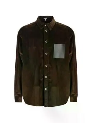 Loewe Corduroy Leather-patch Shirt - Brown