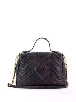 Gucci Gg Marmont Top Handle Flap Bag Matelasse Leather Medium Satchel