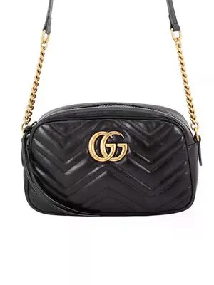 Gucci 2016-2026 Small Gg Marmont Matelasse Calfskin Crossbody Bag - Black
