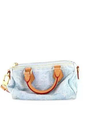 LOUIS VUITTON Speedy Bandouliere Nm Bag Monogram Denim Sky Nano Satchel - Blue