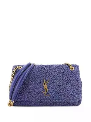 Saint Laurent Jamie Flap Bag Crochet Raffia Medium Shoulder Bag - Blue