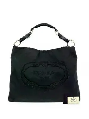 Prada 2010-2026 Tessuto Canapa Shoulder Bag - Black
