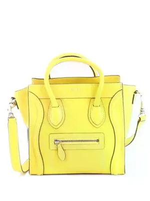 Celine Luggage Bag Grainy Leather Nano Crossbody Bag - Yellow