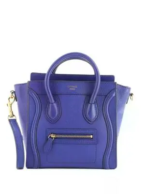 Celine Luggage Bag Grainy Leather Nano Crossbody Bag - Blue
