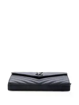 Saint Laurent Classic Monogram Wallet On Chain Matelasse Chevron Leather Medium Crossbody Bag