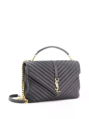Saint Laurent Classic Monogram College Bag Matelasse Chevron Leather Large Shoulder Bag