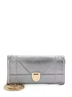 Dior Diorama Croisiere Chain Wallet Grained Calfskin Clutch Bag - Grey