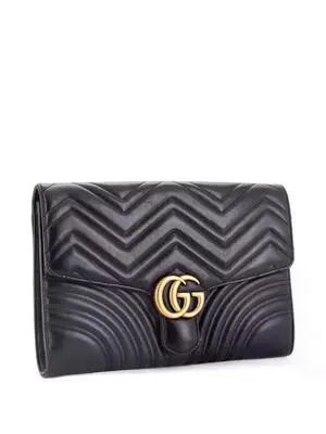 Gucci Gg Marmont Flap Matelasse Leather Clutch Bag