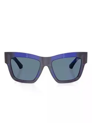 Burberry Check-pattern Square-frame Sunglasses - Blue