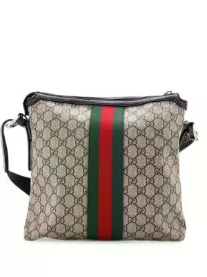 Gucci Web Messenger Bag Gg Coated Canvas Medium Crossbody Bag