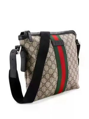 Gucci Web Messenger Bag Gg Coated Canvas Medium Crossbody Bag