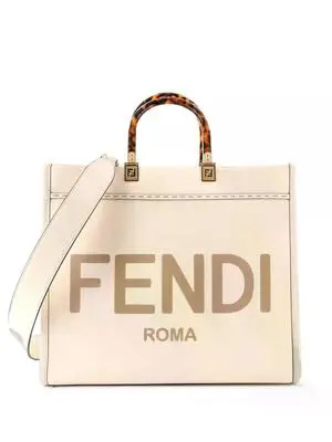 Fendi Sunshine Shopper Leather Medium Tote Bag - Neutrals