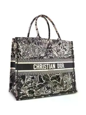 Dior Book Embroidered Canvas Large Tote Bag Black