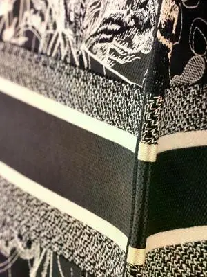 Dior Book Embroidered Canvas Large Tote Bag - Black