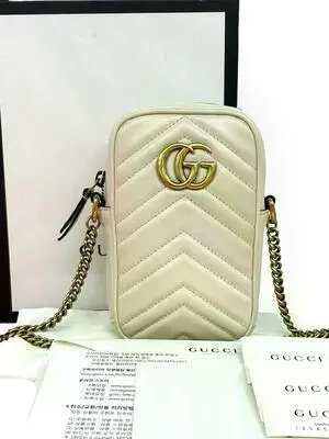 Gucci 2016-2026 Mini Gg Marmont Matelasse Leather Crossbody Bag - White