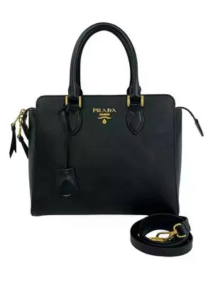 Prada 2010-2026 Saffiano And Soft Calf Satchel - Black