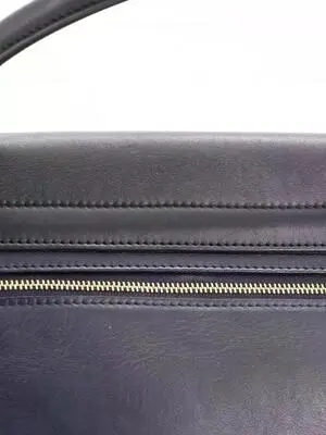 Celine Trapeze Bag Leather With Canvas Medium Satchel - Black