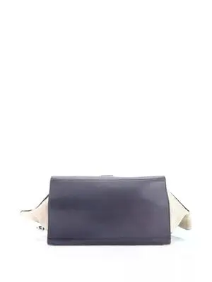 Celine Trapeze Bag Leather With Canvas Medium Satchel - Black