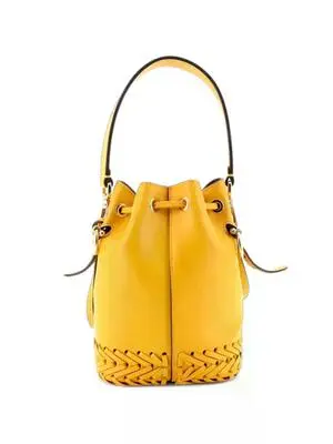 Fendi Mon Tresor Leather With Whipstitch Detail Mini Bucket Bag - Yellow