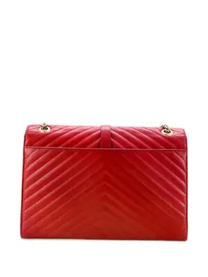 Saint Laurent Classic Monogram Envelope Satchel Matelasse Chevron Leather Large Shoulder Bag