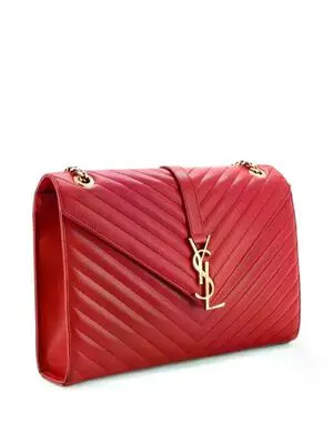 Saint Laurent Classic Monogram Envelope Satchel Matelasse Chevron Leather Large Shoulder Bag