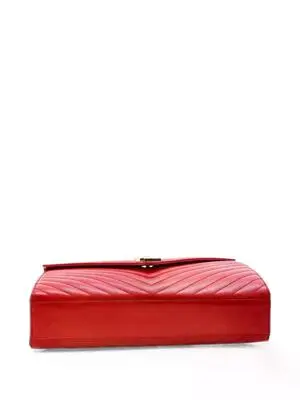Saint Laurent Classic Monogram Envelope Satchel Matelasse Chevron Leather Large Shoulder Bag
