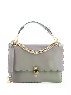 Fendi Kan I Bag Leather Medium Shoulder Bag - Grey