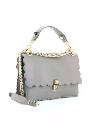 Fendi Kan I Bag Leather Medium Shoulder Bag - Grey