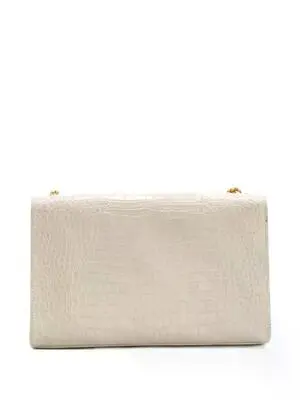 Saint Laurent Classic Monogram Tassel Crocodile Embossed Leather Medium Crossbody Bag - Neutrals