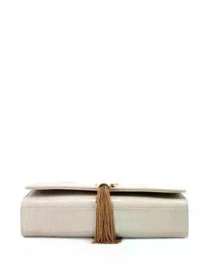 Saint Laurent Classic Monogram Tassel Crocodile Embossed Leather Medium Crossbody Bag