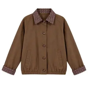 LATELIER LONDON Utility Jacket With Checked Collar, Turn-up Cuffs & Pockets