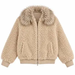 LATELIER LONDON Neutrals Teddy Fleece Jacket With Faux-fur Collar & Ribbed Cuffs - Beige