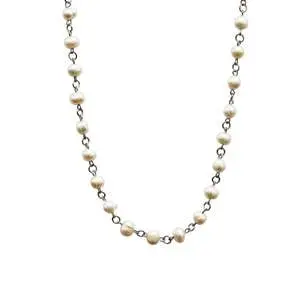 MHART White Pearl Link Necklace - Silver