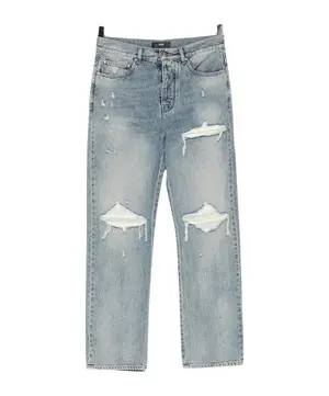Amiri Distressed Straight-leg Jeans - Blue