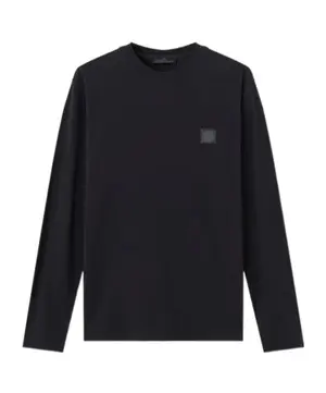 Stone Island Slim-fit Long-sleeve T-shirt With Tonal Compass Logo Patch - Black