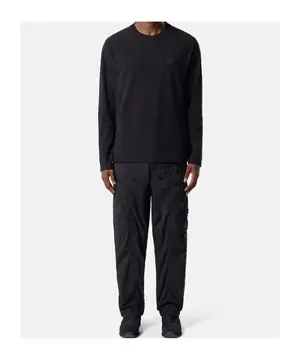 Stone Island Slim-fit Long-sleeve T-shirt With Tonal Compass Logo Patch - Black