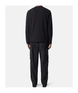 Stone Island Slim-fit Long-sleeve T-shirt With Tonal Compass Logo Patch - Black
