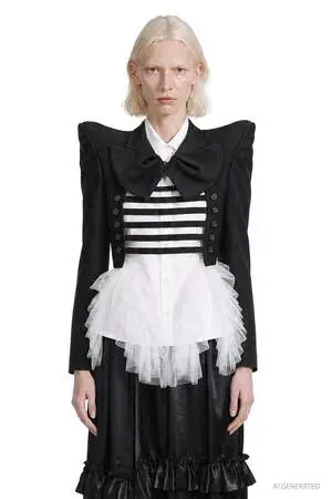 Noir Kei Ninomiya Lace Open Blazer - Black