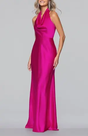 BLONDIE NITES Satin Halter Gown