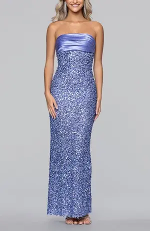 BLONDIE NITES Sequin & Satin Strapless Gown - Peri