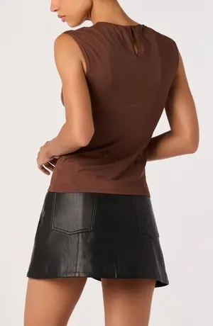 Astr The Label Frances Lace Trim Ruched Top - Brown