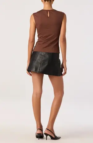 Astr The Label Frances Lace Trim Ruched Top - Brown